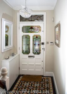 Ornate Edwardian front door with stained glass - Cotswood Doors London