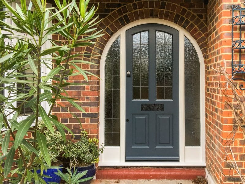 Grey 4 panel arched door and frame - Cotswood Doors London