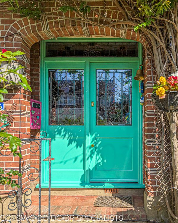 Turquoise green front door - Cotswood Doors London